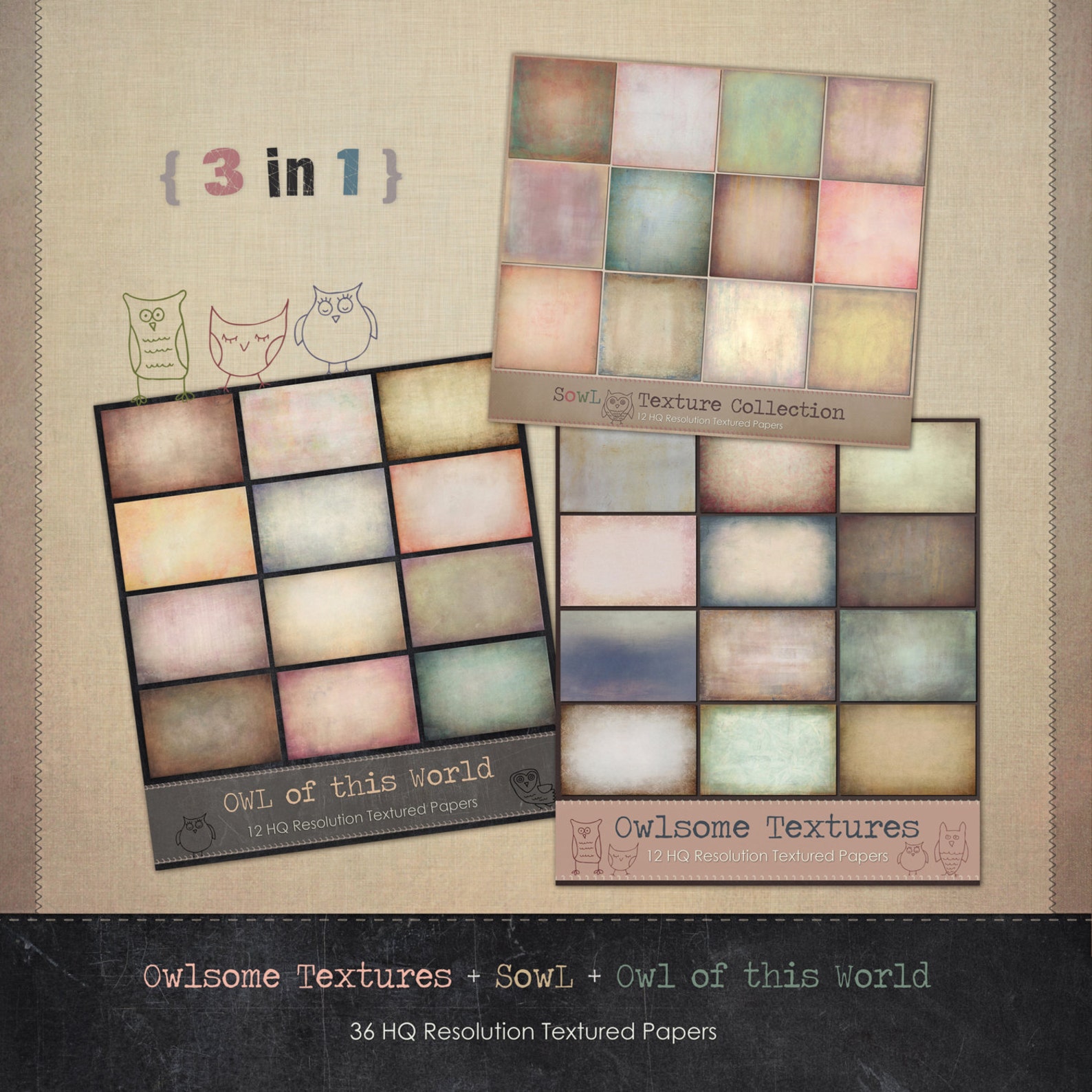 Digital Textures Paper Pack 3 in 1 - 32 HQ Resolution Textured Papers ...