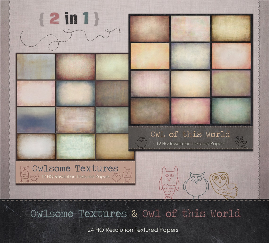 Digital Textures Paper Pack "2 in 1"- "so Owl Texture Collection ...