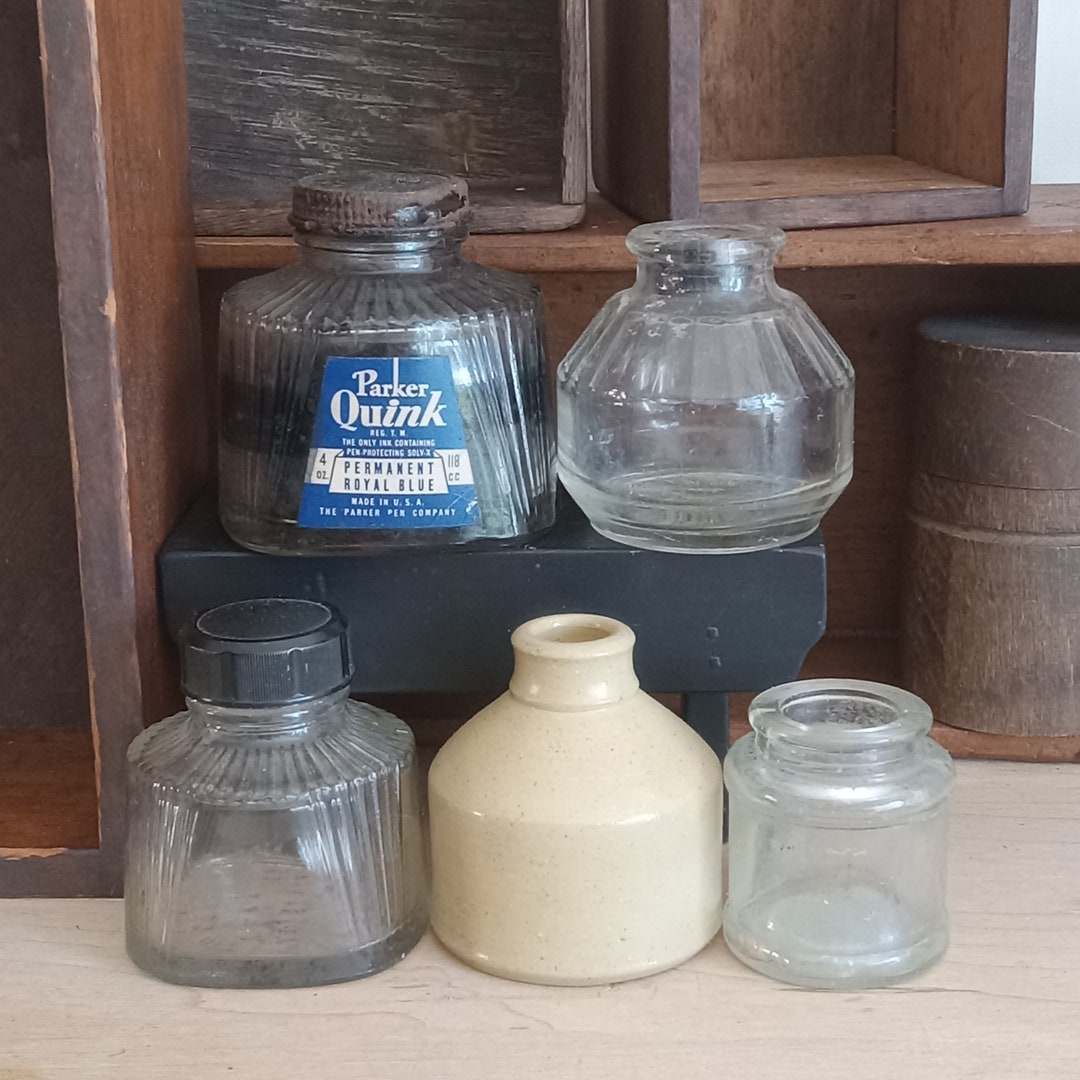 Vintage Glass Ink Bottles, Set of Five Small Bottles for Collectors ...