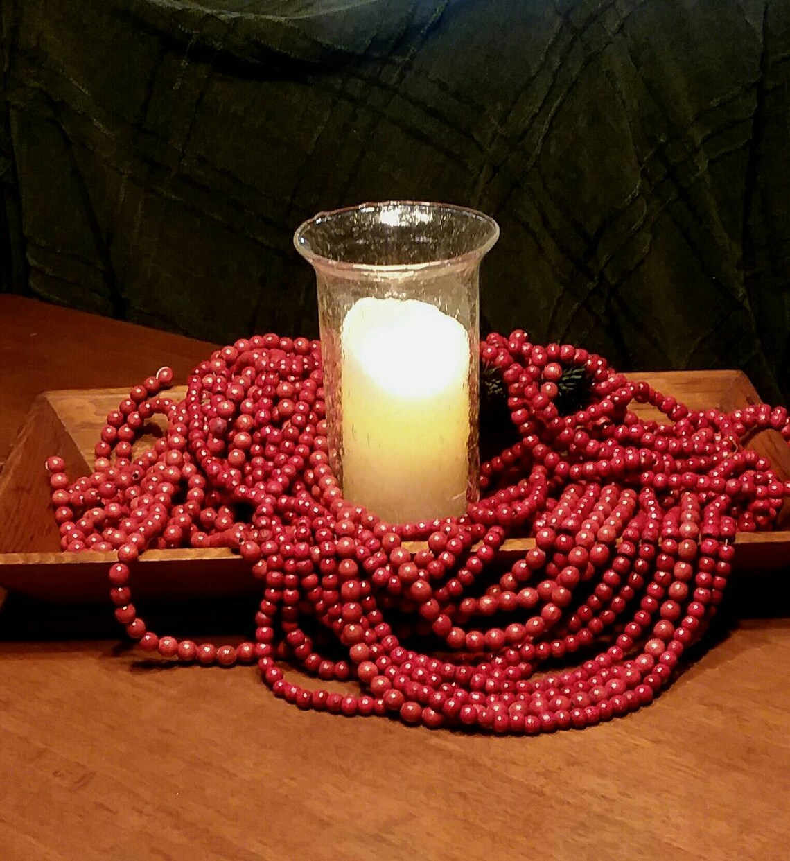 Vintage Christmas Decor 9 Ft. Red Wood Bead Garland Country - Etsy