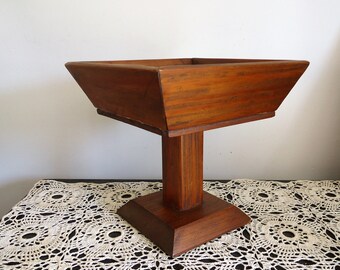 Wood pedestal bowl | Etsy