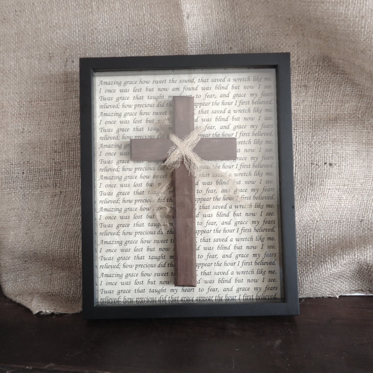 Amazing Grace Wooden Cross Framed Wall Decor Christian Home - Etsy