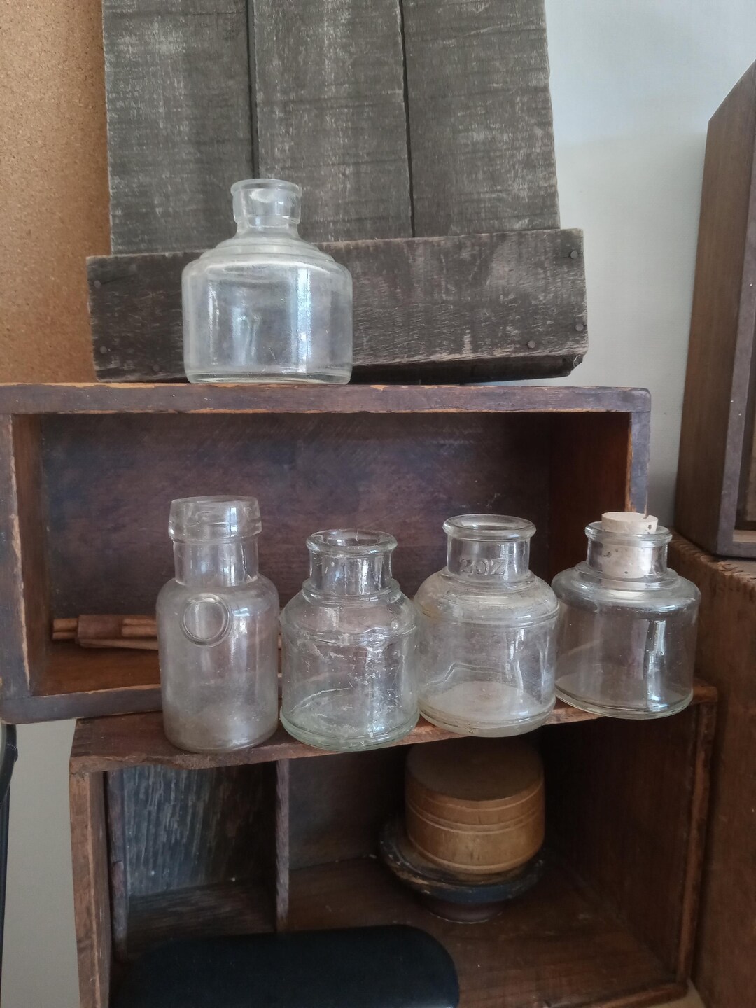 Vintage Glass Ink Bottles, Set of Five Small Bottles for Collectors ...