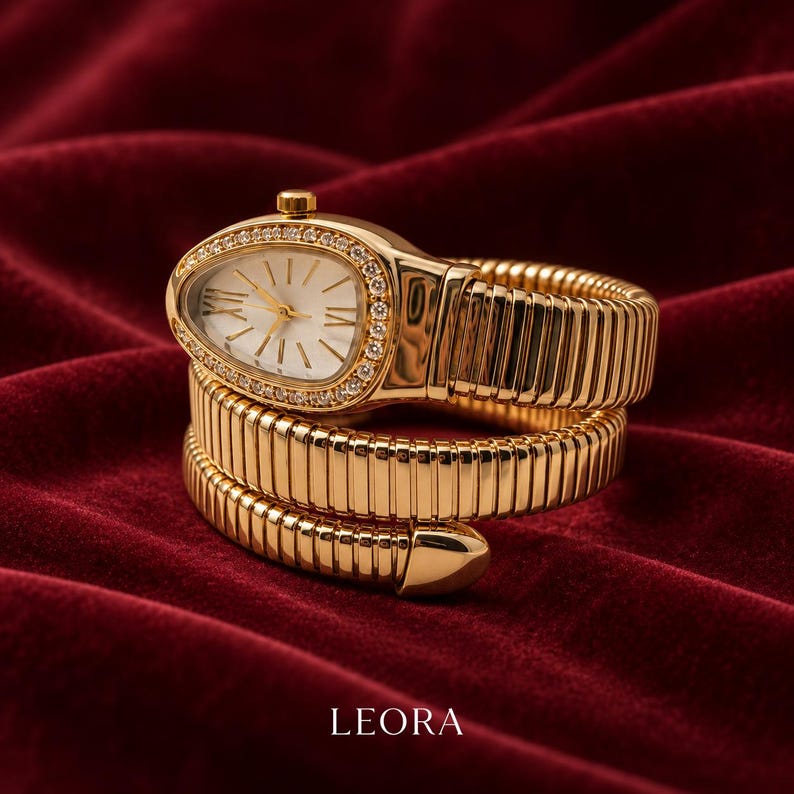 Gold-tone Snake Wrap Women's Quartz Watch, Stone-accented Jewelry ...