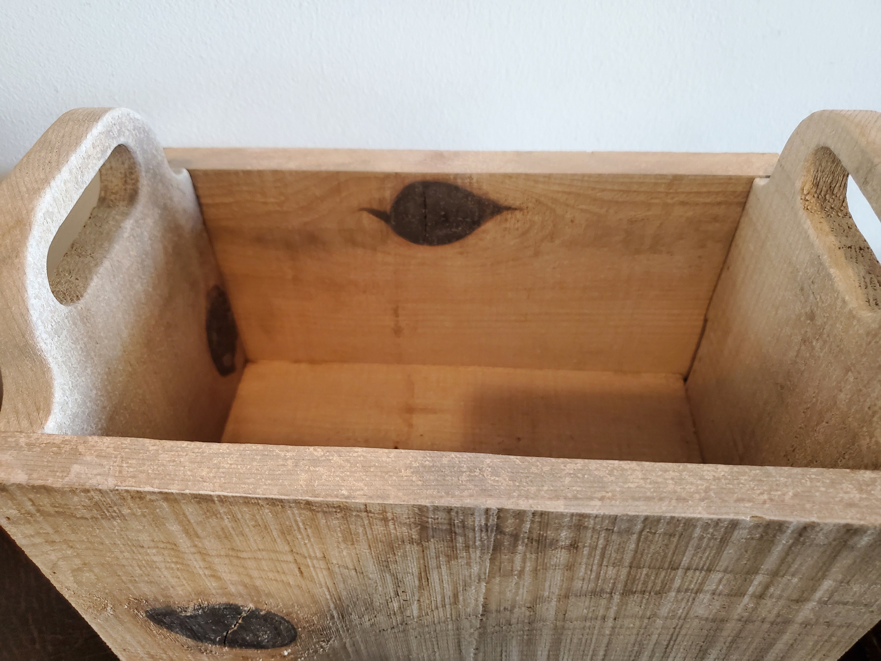 Rustic Solid Cedar Wooden Box With Hand Holes, Driftwood Finish, Hand ...