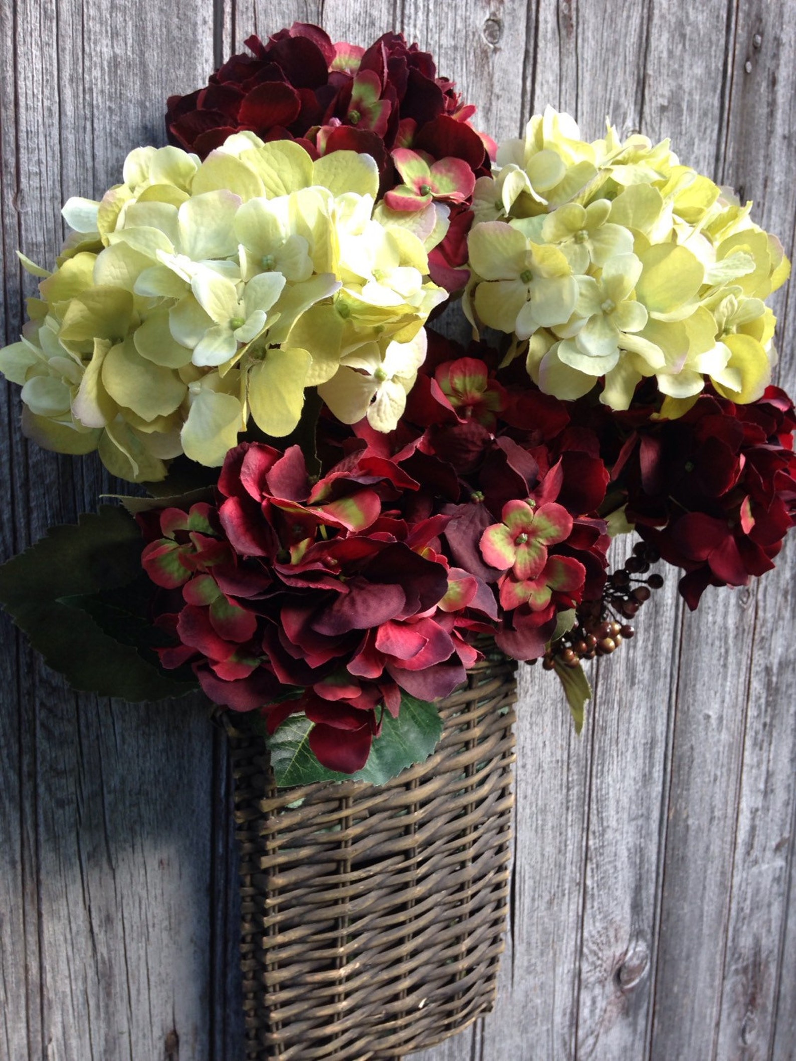 Hydrangea Basket Fall Wall Basket Front Door Decor Harvest | Etsy