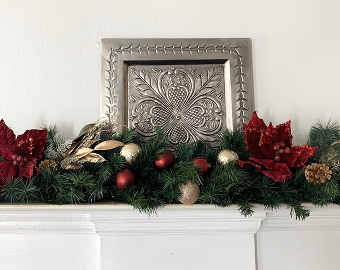 Mantle Garland Christmas Garland Holiday Garland Poinsettia - Etsy