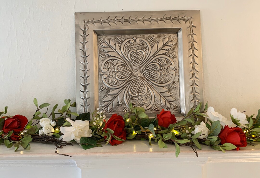 Summer Mantle Garland, Red Rose, Gardenia, Spring Mantle Garland ...