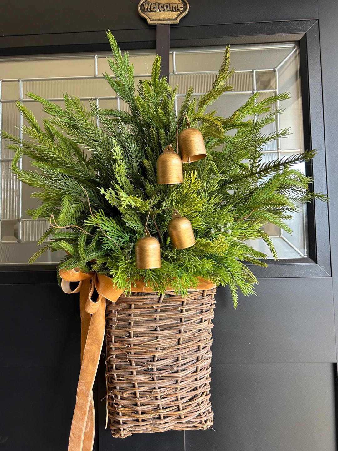 Norfolk Pine Basket, Norfolk Pine Wreath, Front Door Decor, Christmas ...