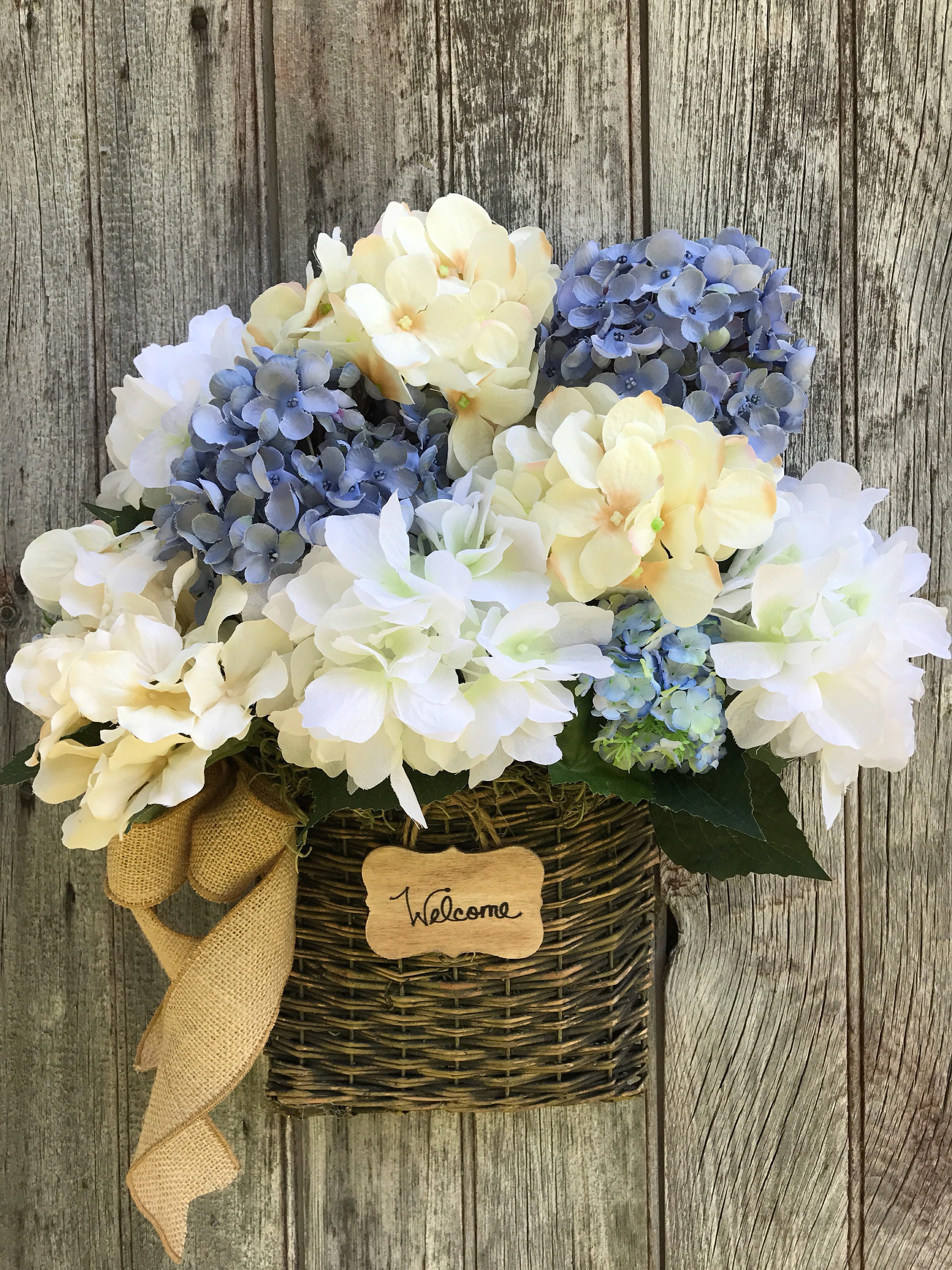 Hydrangea Basket Welcome Summer Basket Summer Wreath. All | Etsy