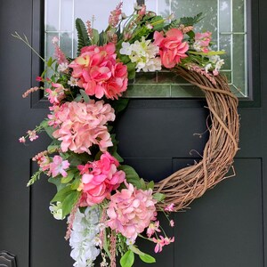 Hydrangea Wreath, Spring Wreath, Summer Wreath, Farmhouse Decor ...