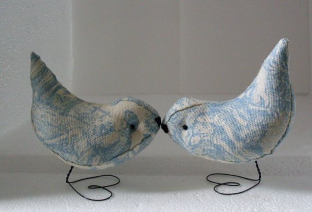 Cake Topper Blue Toile Love Birds Beaconhillcollect Farmhouse - Etsy