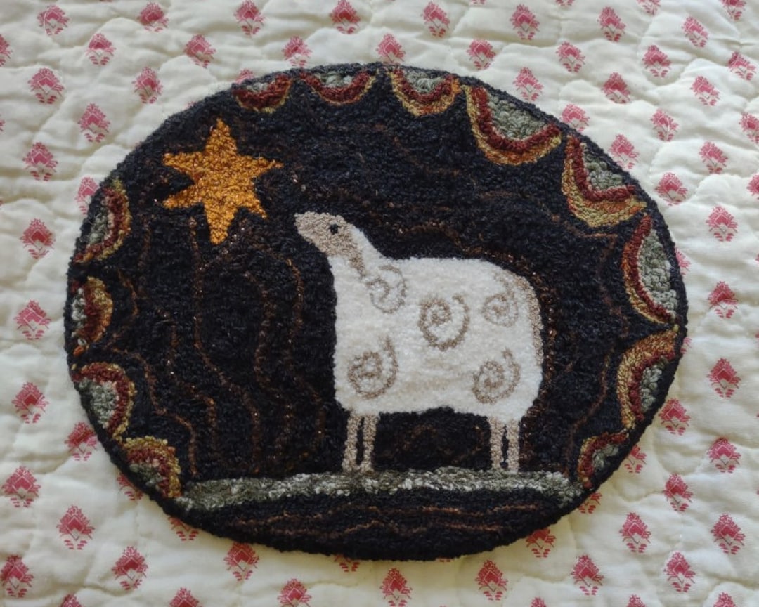 Sheep Hooked Punch Rug Star Beaconhillcollect Sheep/star Hooked Punch ...