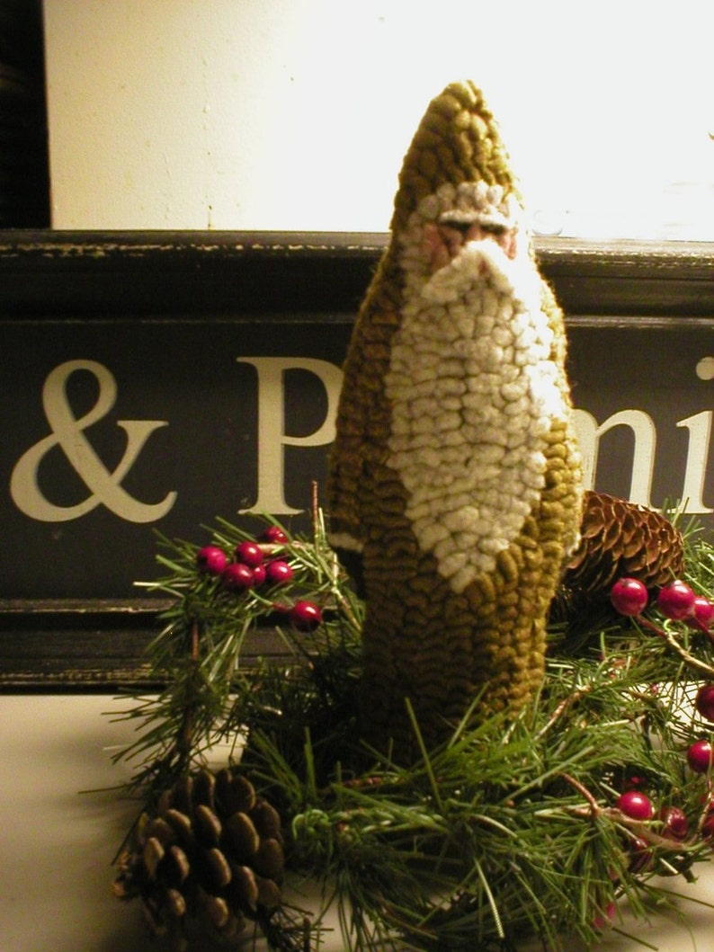 Hooked Rug Mustard Chalk Ware Santa PDF Pattern ONLY Beaconhillcollect ...