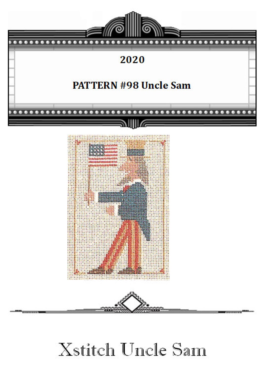 Xstitch Uncle Sam Vintage Pattern PDF Only Beaconhillcollect X Stitch ...
