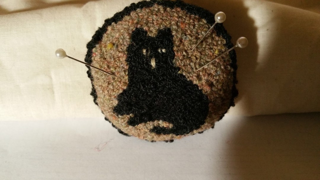 Hooked Punched Rug Kitty Cat Pincushion PDF PATTERN ONLY ...