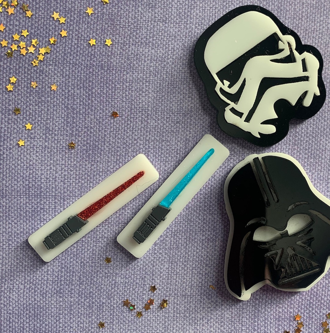 2 Light Saber Hair Clips, Star Wars, Dart Vader Saber Acrylic Hair ...