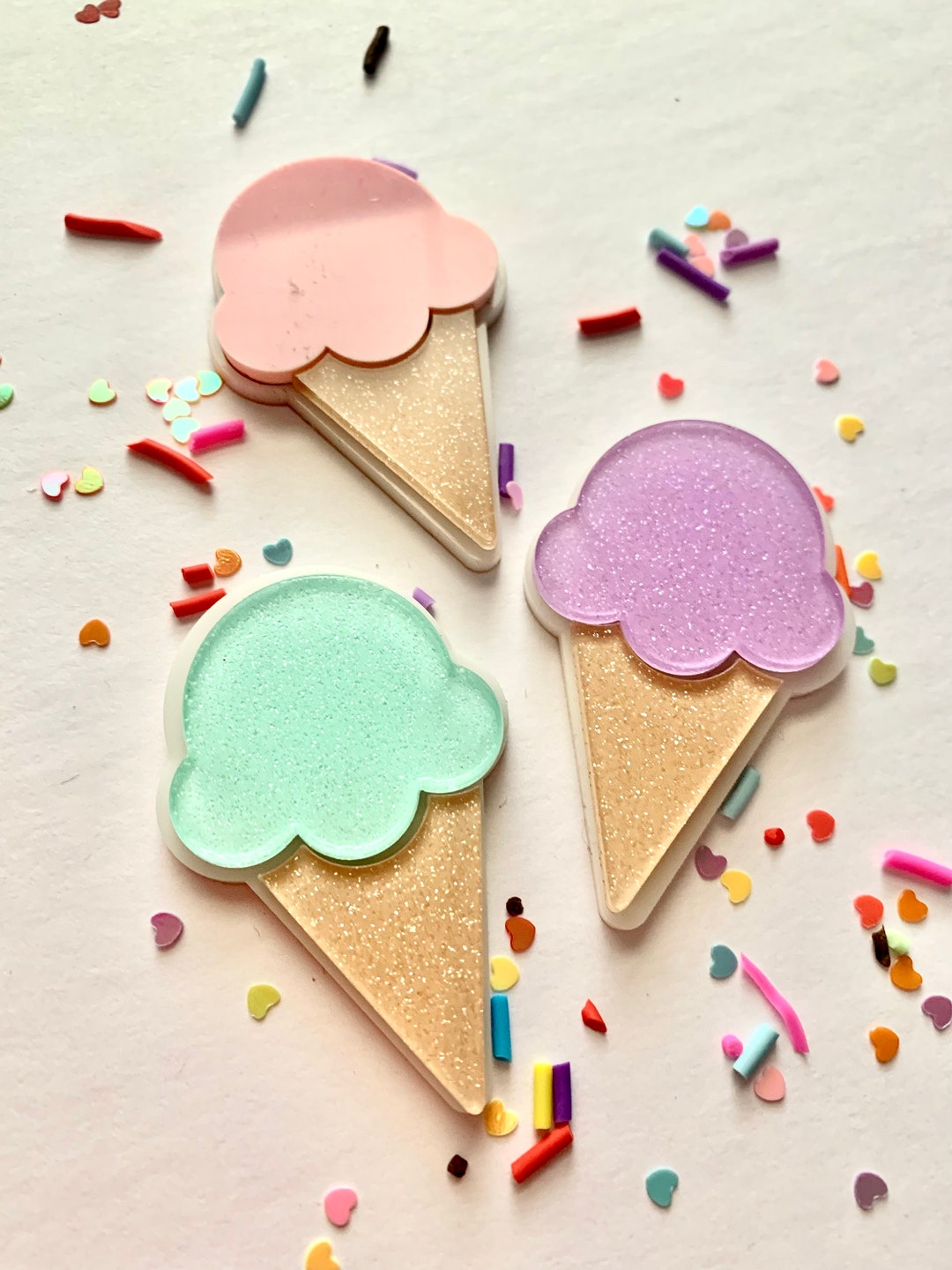 I Scream, You Scream Acrylic Ice Cream Cone Hair Clips - Etsy
