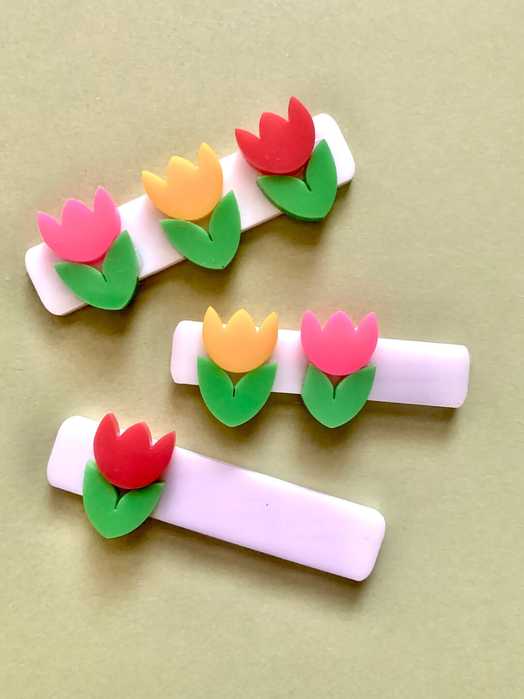 Tulips Acrylic Bar, Hair Clips - Etsy