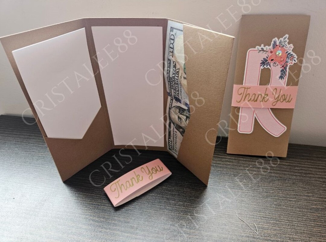 Floral Tri-fold Money Holder Card - Giftcard Holder | Thank You ...