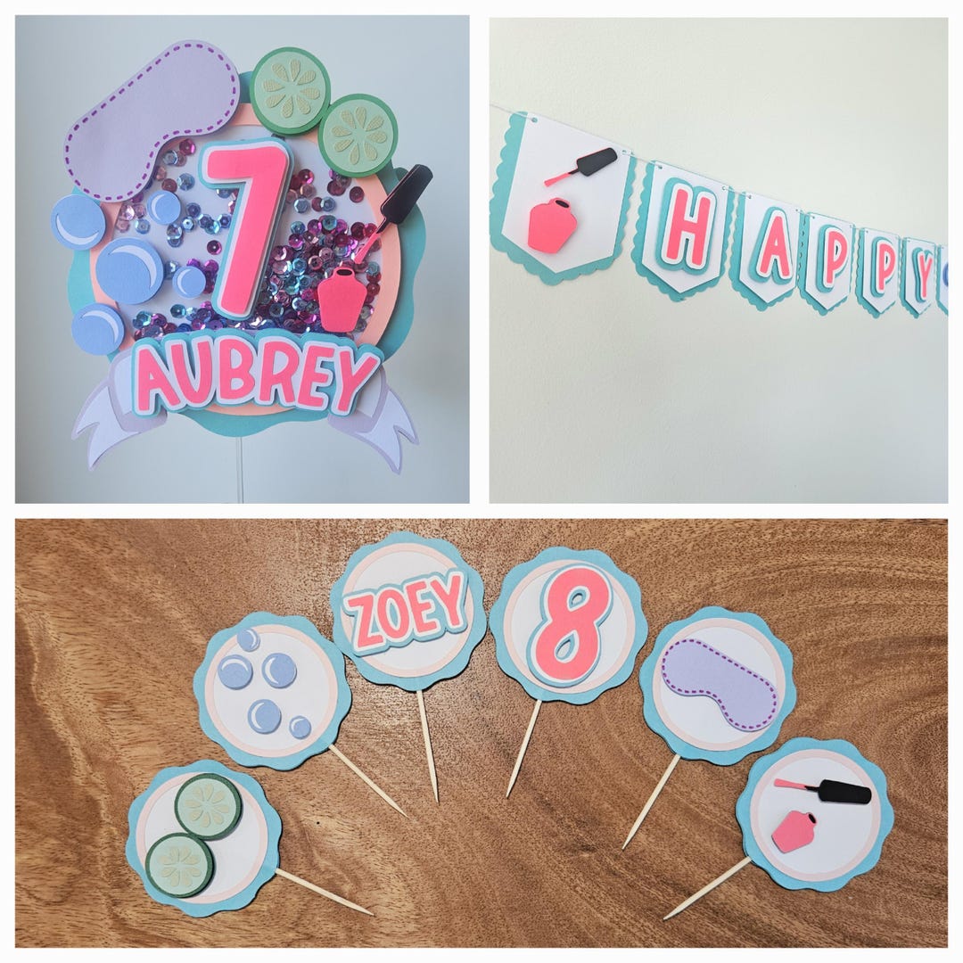 Spa Party Decorations - Spa Shaker Cake Topper, Cupcake Toppers, Banner ...