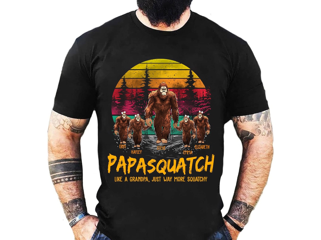 Personalized Papasquatch Vintage Shirt,papa Bigfoot Shirt, Gifts for Dad Grandpa, Papa Squatch ...