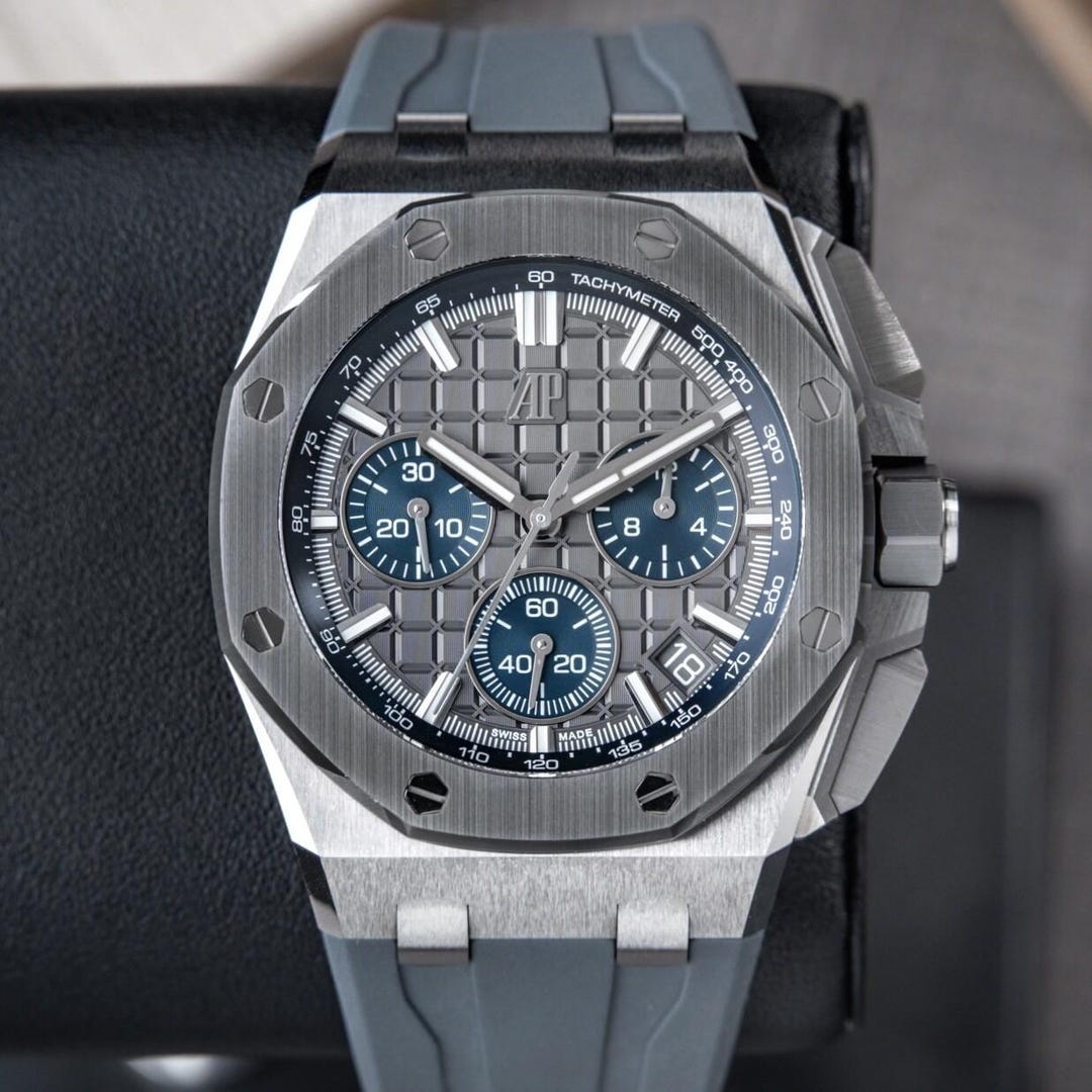 Audemars Piguet Royal Oak Offshore 26420IO.OO.A009CA.01 Stainless Steel Rubber Bracelet Grey ...