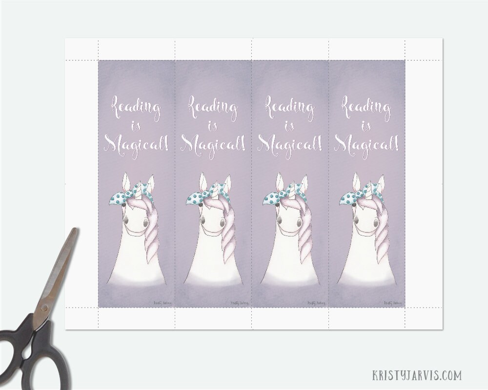 PRINTABLE Bookmarks Unicorn Party Favor, Summer Reading End of Year ...