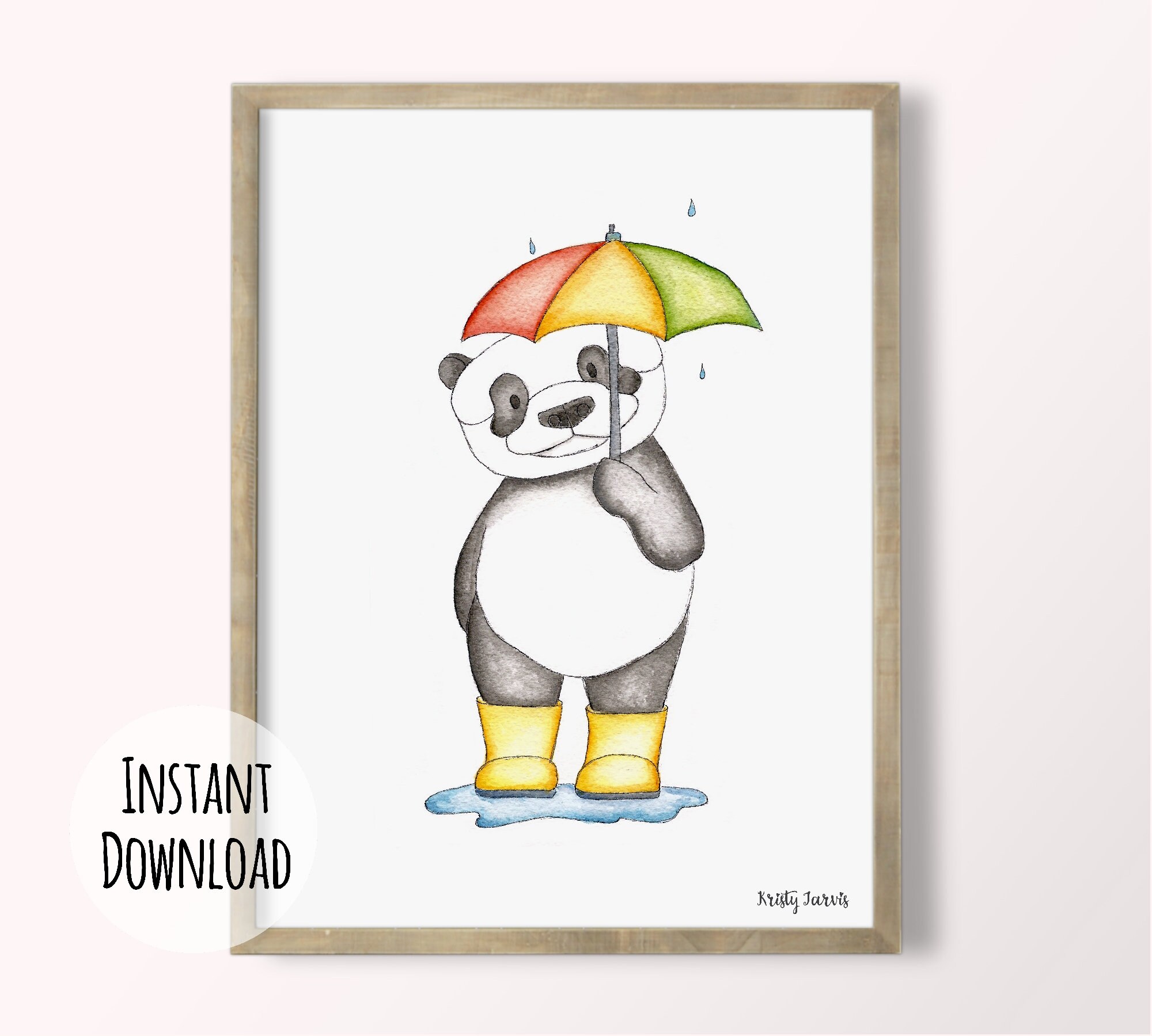 Gender Neutral Rainbow Nursery Art Panda Watercolor Print - Etsy