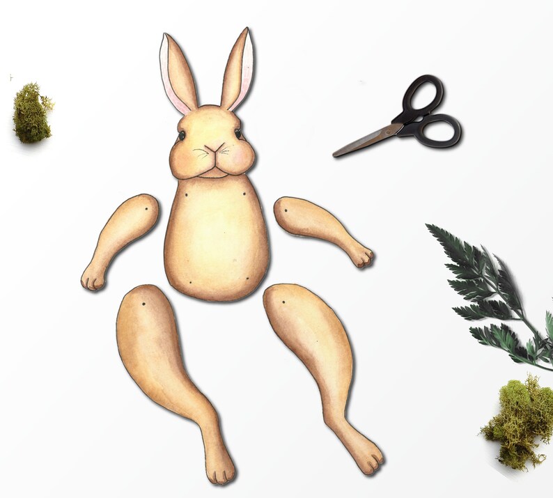 Articulated Bunny Paper Doll Printable DIY Paper Puppet Craft Instant ...
