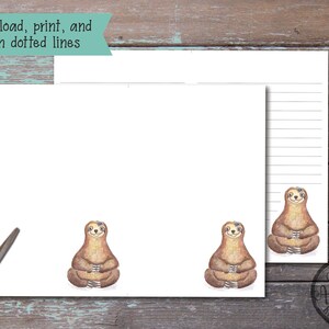 Sloth Printable Stationary Animal Letter Writing Paper Instant Download ...
