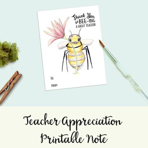 Teacher Appreciation Printable Thank You Bee Card, Teacher Valentine ...