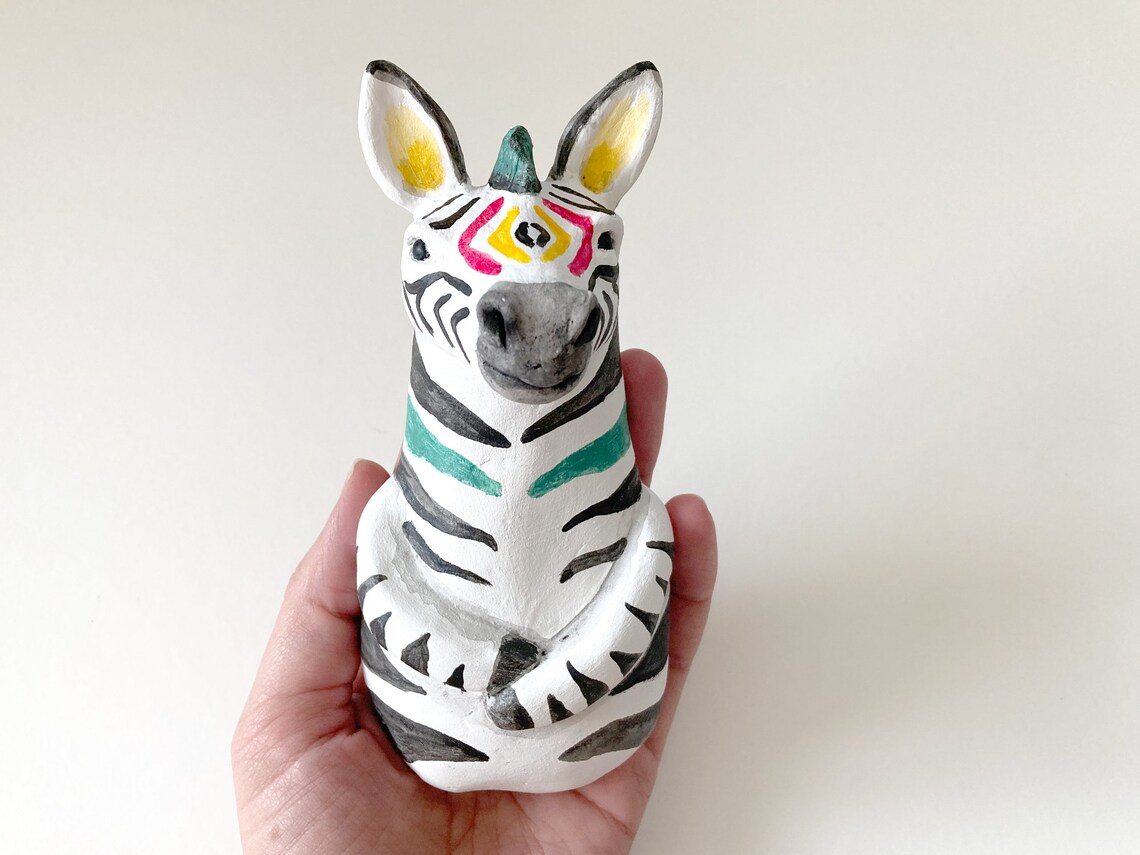 Zebra Figurine Hand-sculpted Clay Animal Ready to Ship | Etsy