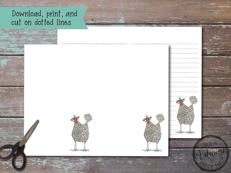 Printable Chicken Stationary Last Minute Gift Idea Writing - Etsy