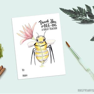 Teacher Appreciation Printable Thank You Bee Card, Teacher Valentine ...