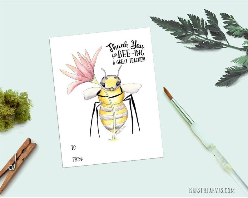 Teacher Appreciation Printable Thank You Bee Card Teacher - Etsy