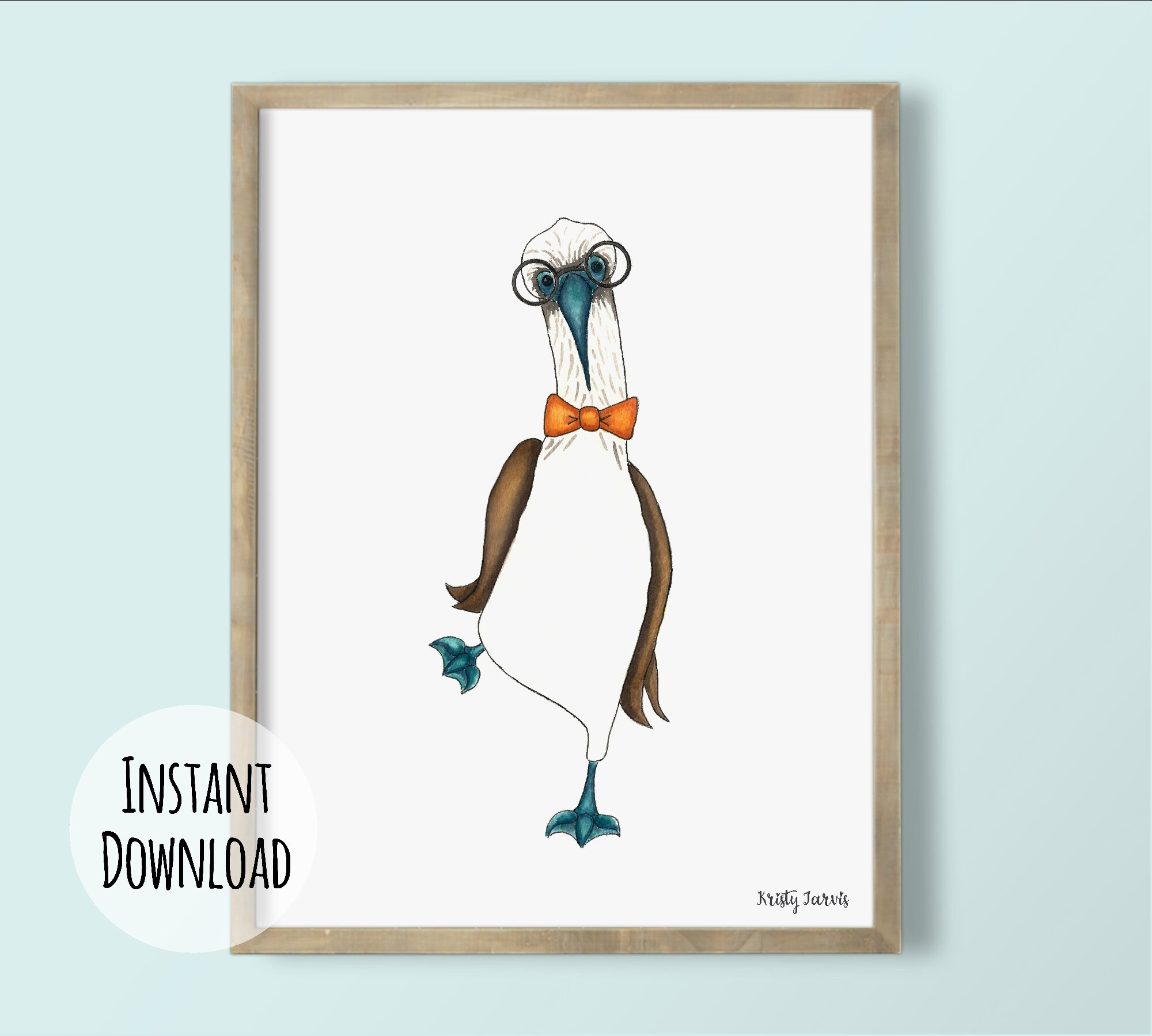 Blue Footed Booby Watercolor Bird Art Dapper Bird Diy | Etsy