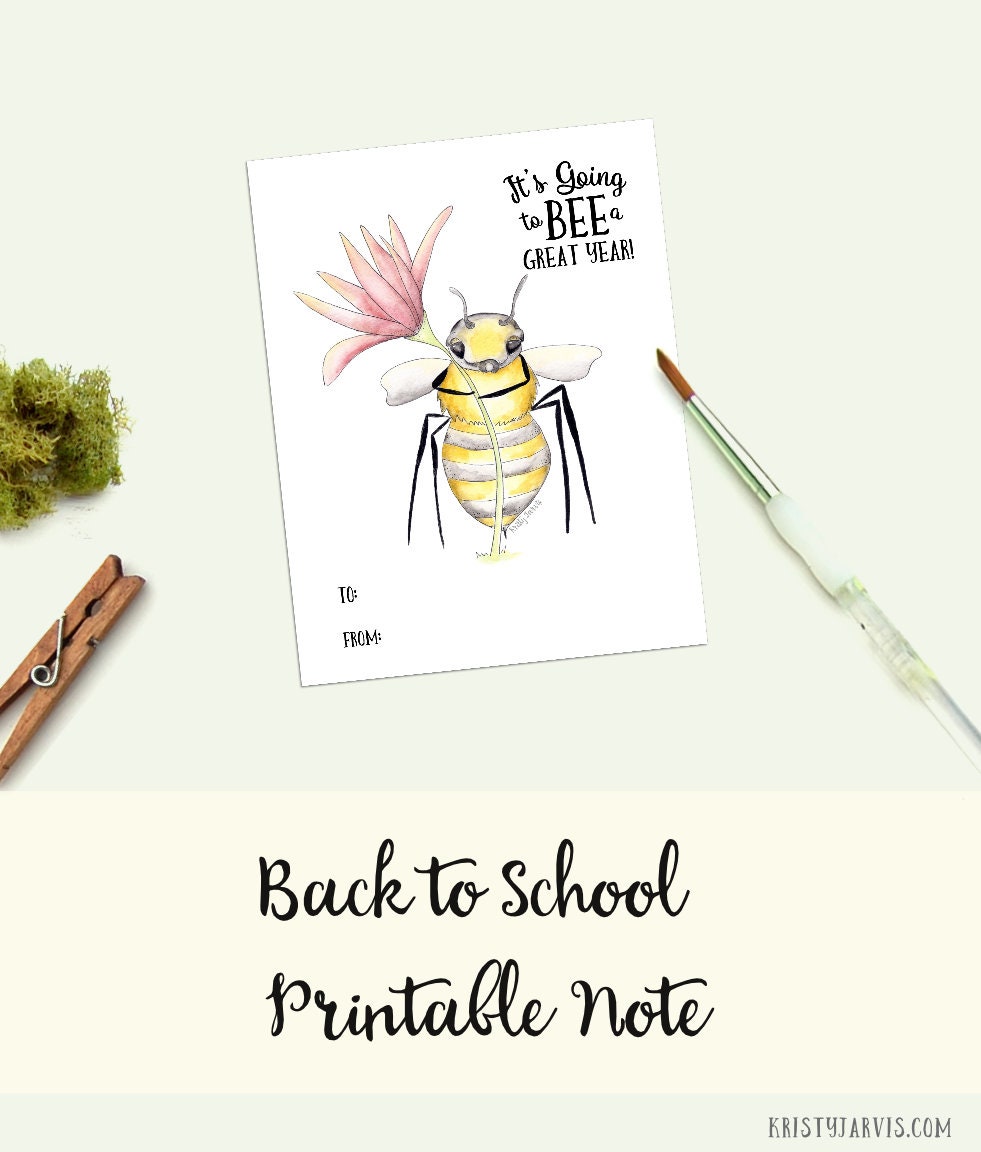 Back to School Teacher Gift Printable Bee Card Instant Download Teacher ...