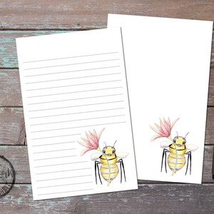 Printable Bee Stationary | Floral Letter Writing Paper Instant Download ...