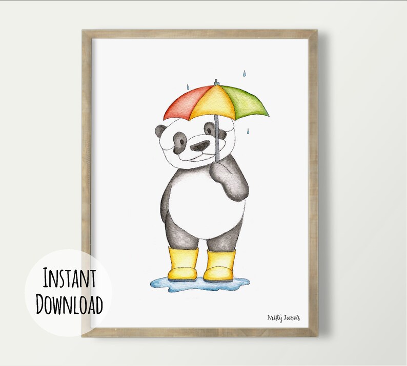 Gender Neutral Rainbow Nursery Art Panda Watercolor Print - Etsy