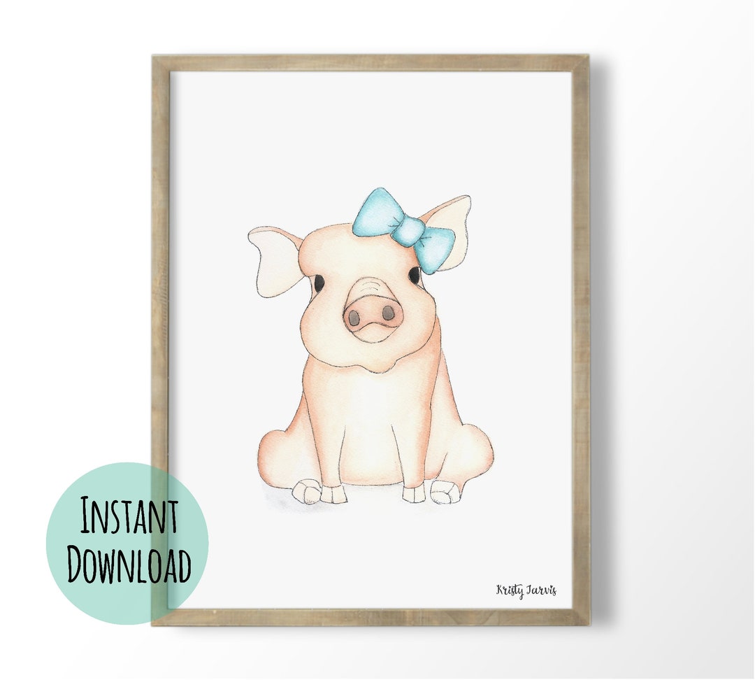 Girl's Nursery Room Pig Art Print Printable Wall Art - Etsy