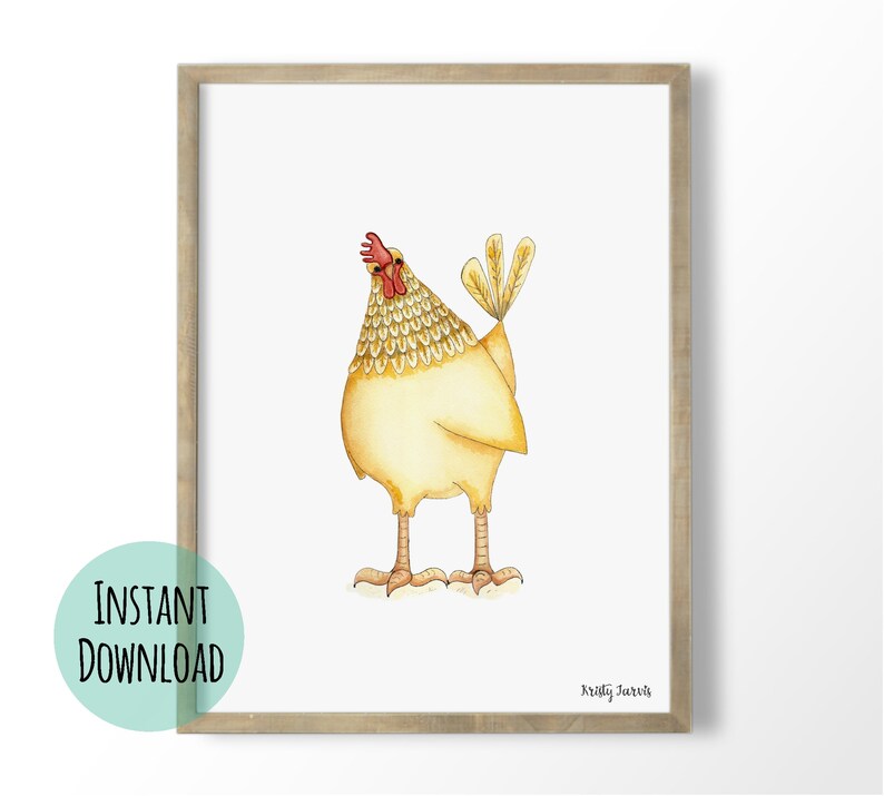 Chicken Home Decor Buff Chicken Farmhouse Kitchen Art Print Printable ...