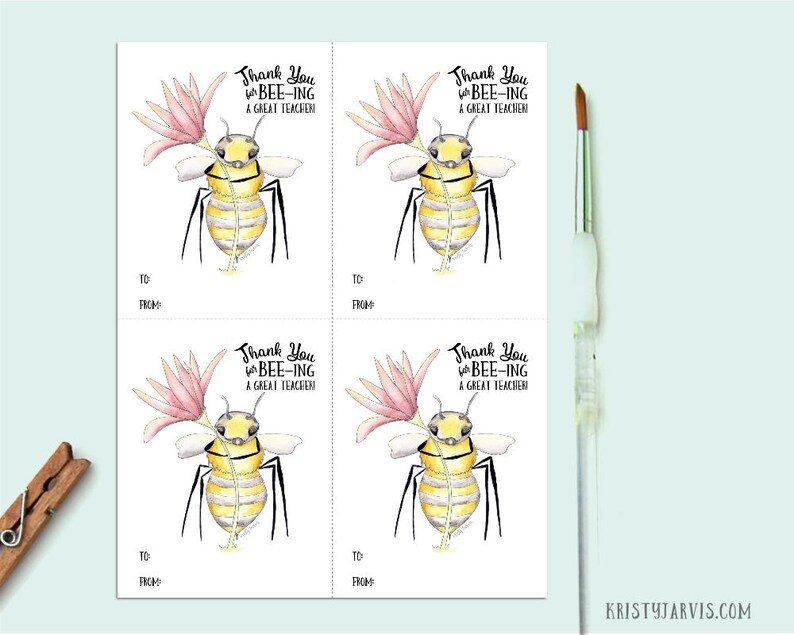 Teacher Appreciation Printable Thank You Bee Card Teacher - Etsy