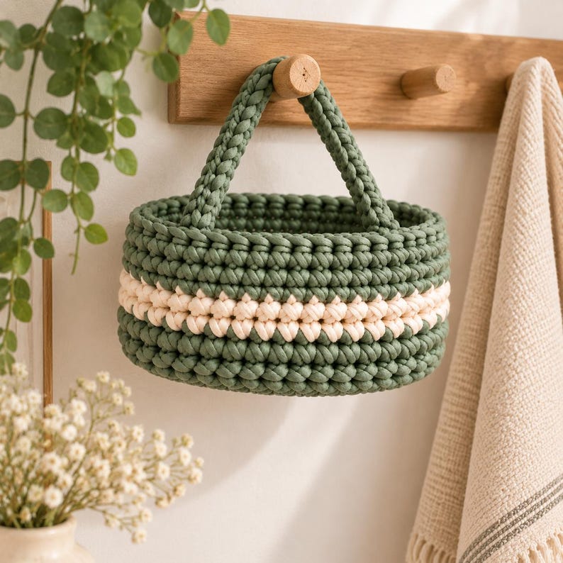 Crochet Basket Pattern PDF, Chunky Storage Design With Handles and ...