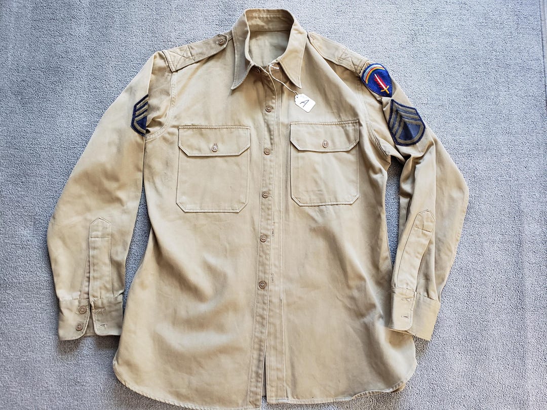 Khaki Cotton Shirt, 1950/60s Army Class B /C Uniform. MEDIUM. Shirt A ...
