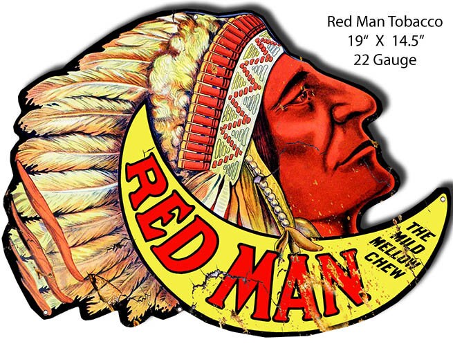 Vintage Style Metal Sign Red Man Indian Tobacco Man Cave / Man | Etsy