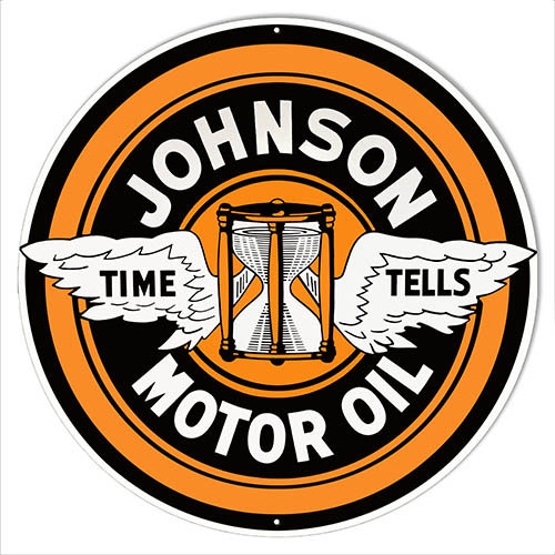 VINTAGE ANTIQUE Style Metal Sign Johnson Motor Oil 16 Round - Etsy
