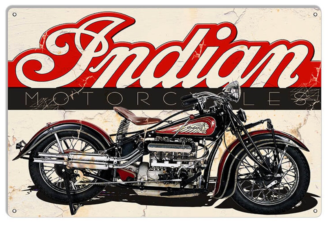 VINTAGE ANTIQUE Style Metal Sign Indian Motorcycle 12x18 - Etsy