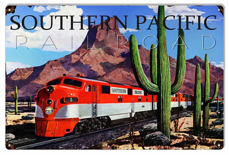 VINTAGE ANTIQUE Style Metal Sign Southern Pacific Railway 16x24 - Etsy