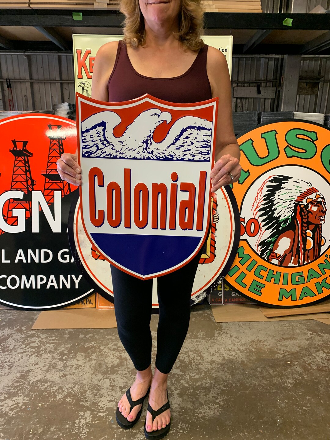 Vintage Antique Style Metal Sign Colonial Gas Oil Made in USA - Etsy